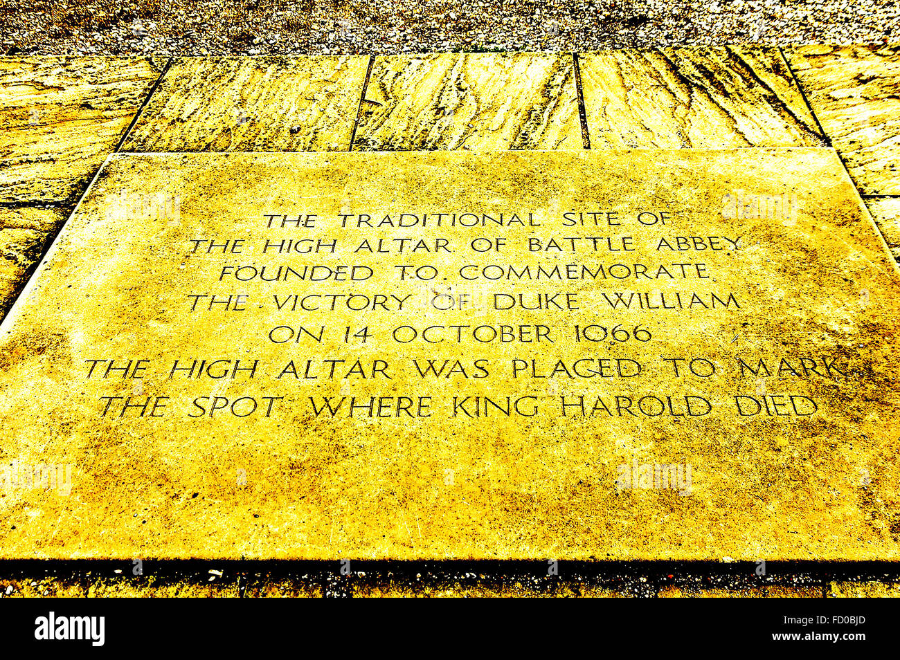 Site at Battle Abbey, where the High Altar marked the place, where king ...