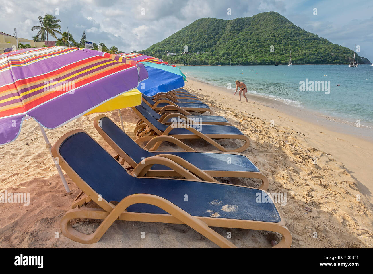 Your Chair On The Beach. Reduit Beach St. Lucia West Indies Stock Photo ...