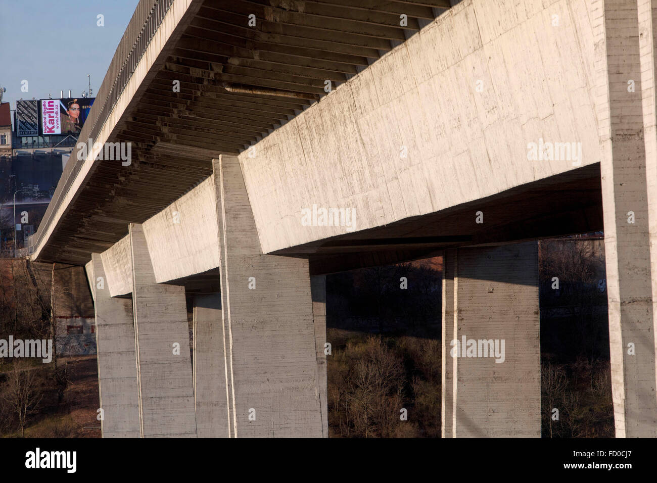 Nusle Bridge passing over the district of Nusle, Prague, Czech Republic ...
