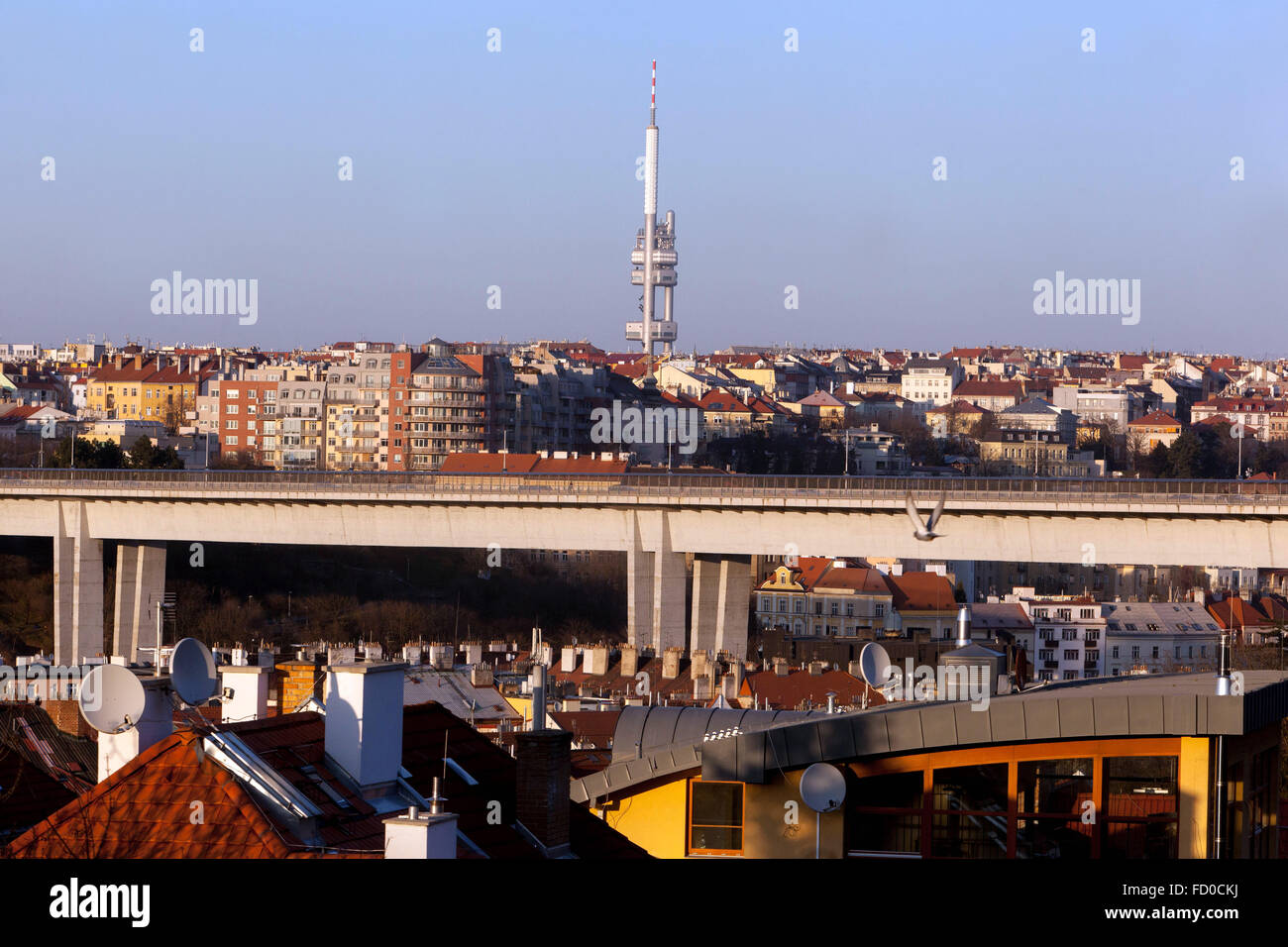 Nusle Bridge Prague Urban districts Nusle Vinohrady and Zizkov Stock ...
