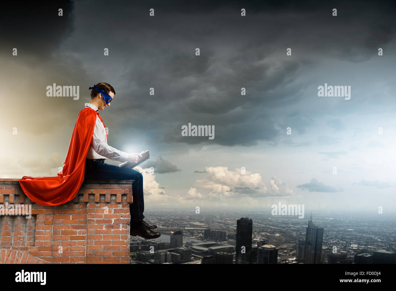 Cartoon superman on building top hi-res stock photography and images ...