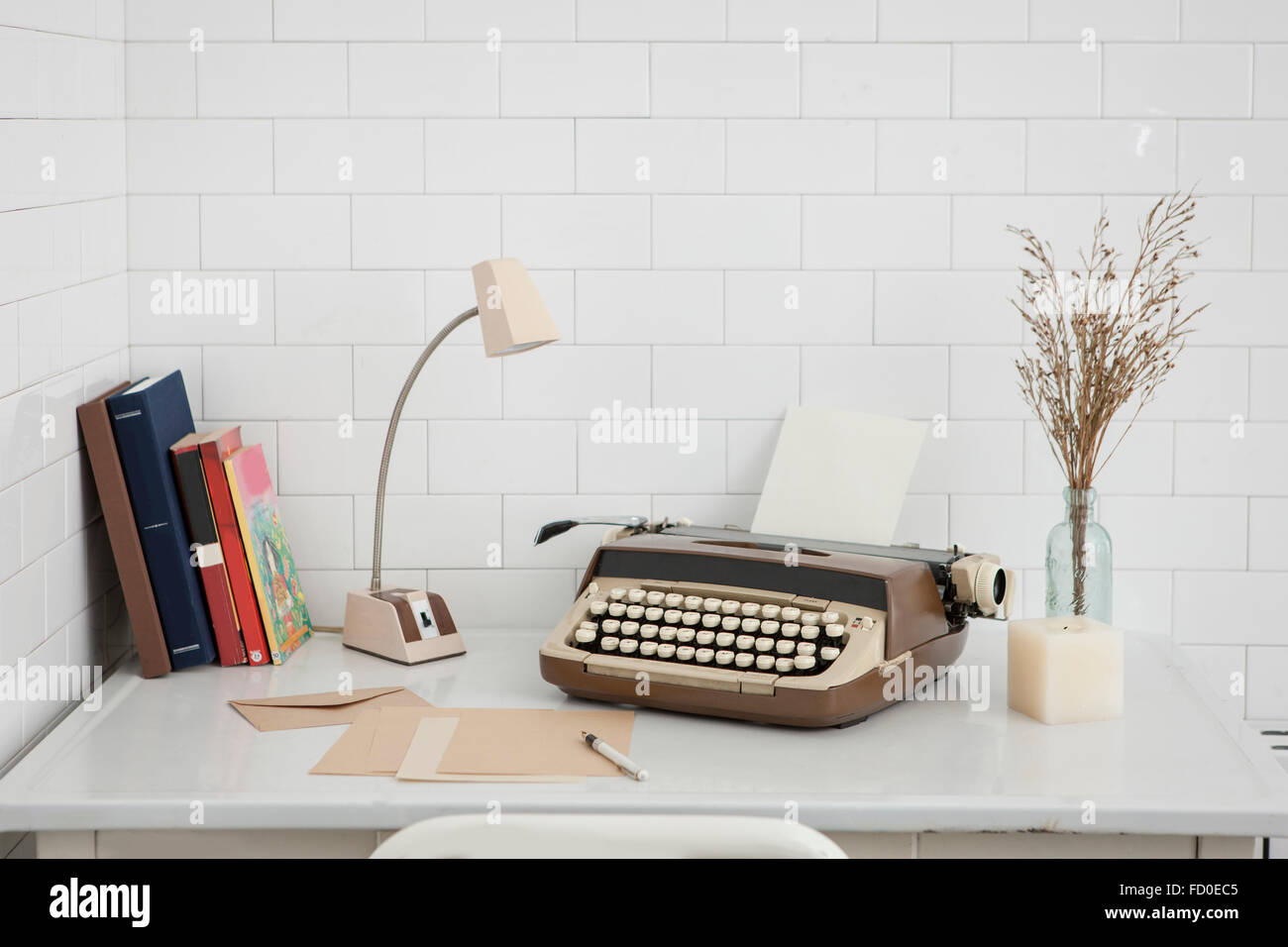 Typing machine and letters placed on a desk Stock Photo - Alamy