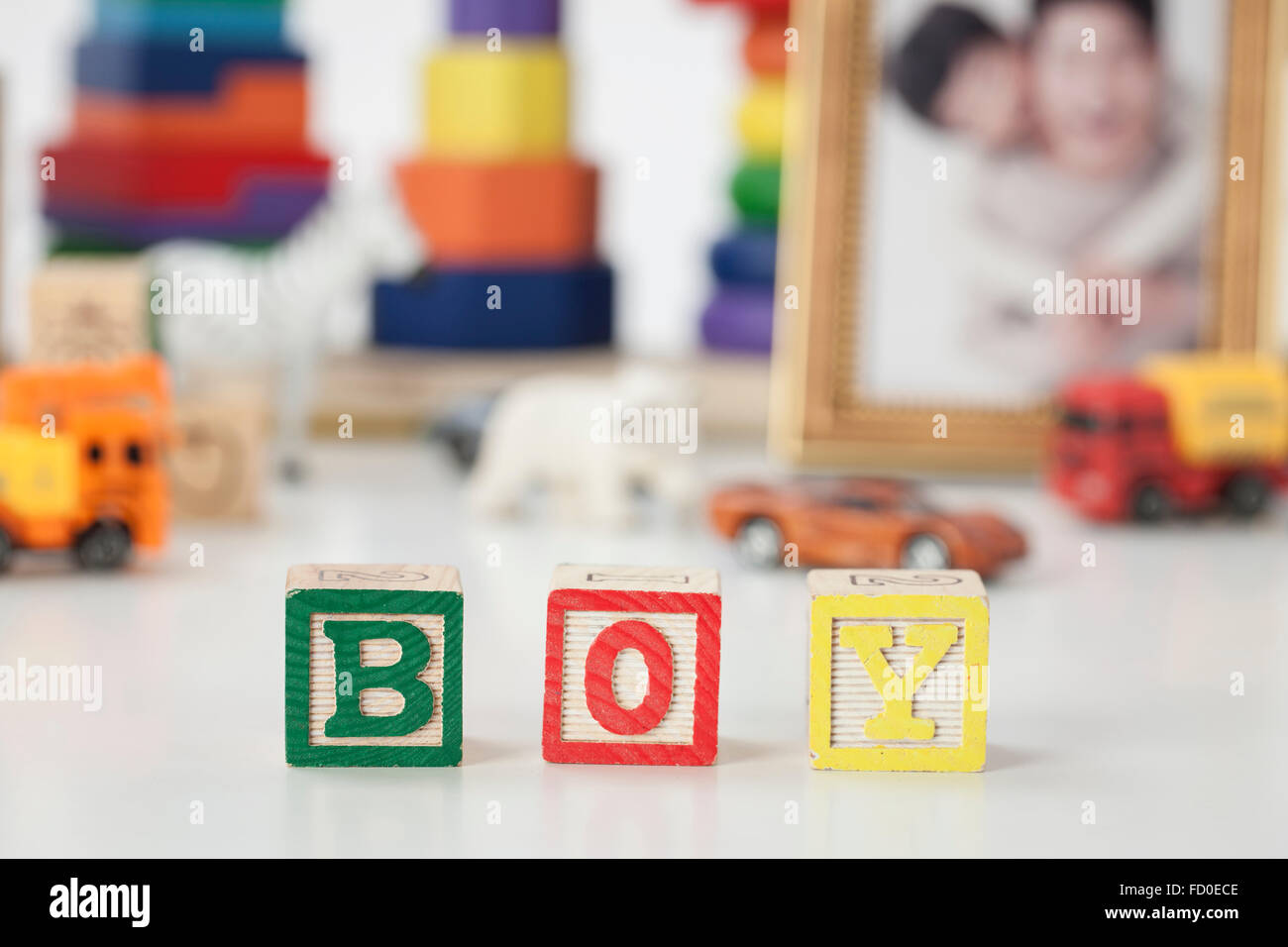 Solid word blocks representing BOY Stock Photo - Alamy