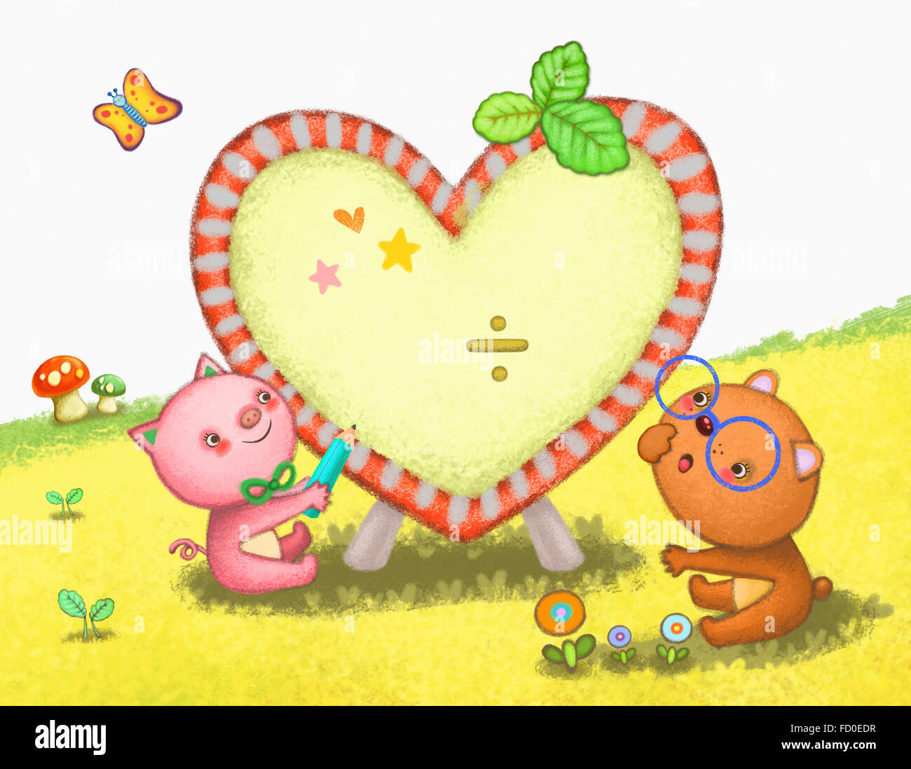 Frame with two personified animal characters Stock Photo - Alamy