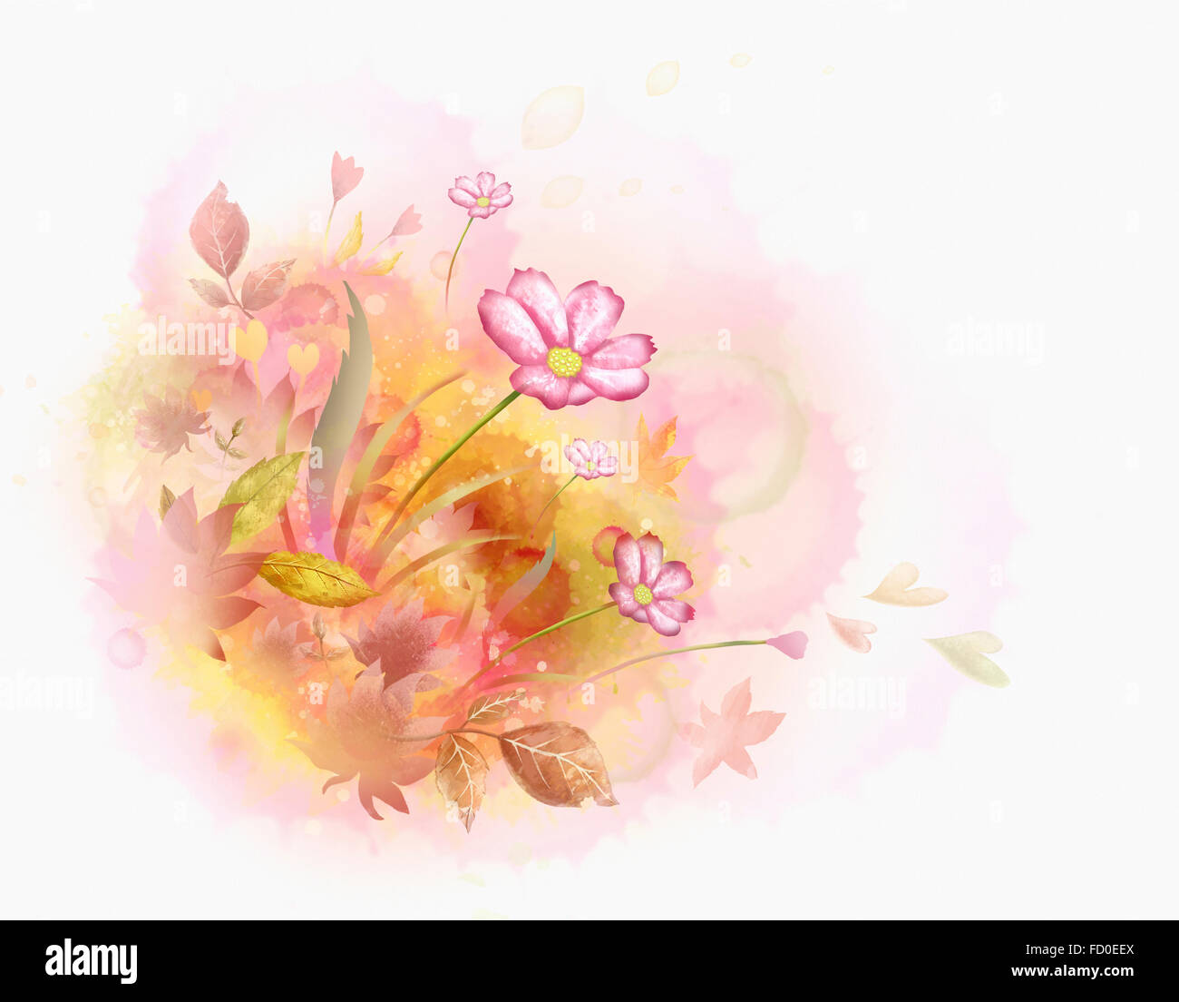 Watercolor flowers in fall Stock Photo - Alamy