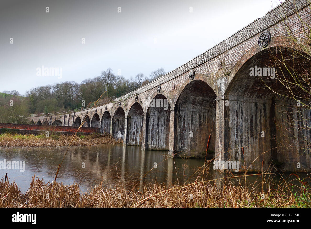 Victorian brick railway viaduct crossing upper furnace pool in ...