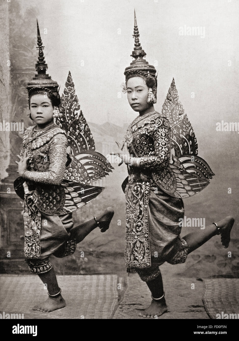 Siamese ballet dancers portraying the flight of angels dance. After a ...