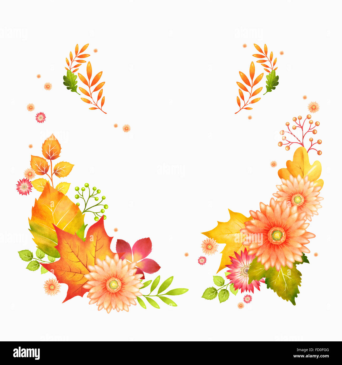 Flowers and autumn leaves Stock Photo - Alamy
