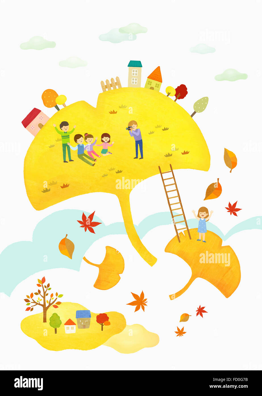 Fall with people and autumn leaves Stock Photo - Alamy