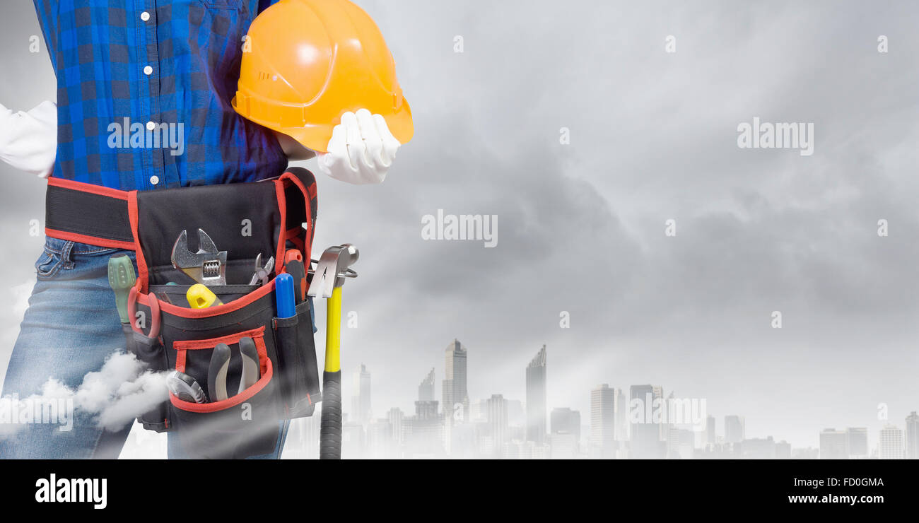 View woman engineer tool belt hi-res stock photography and images - Alamy