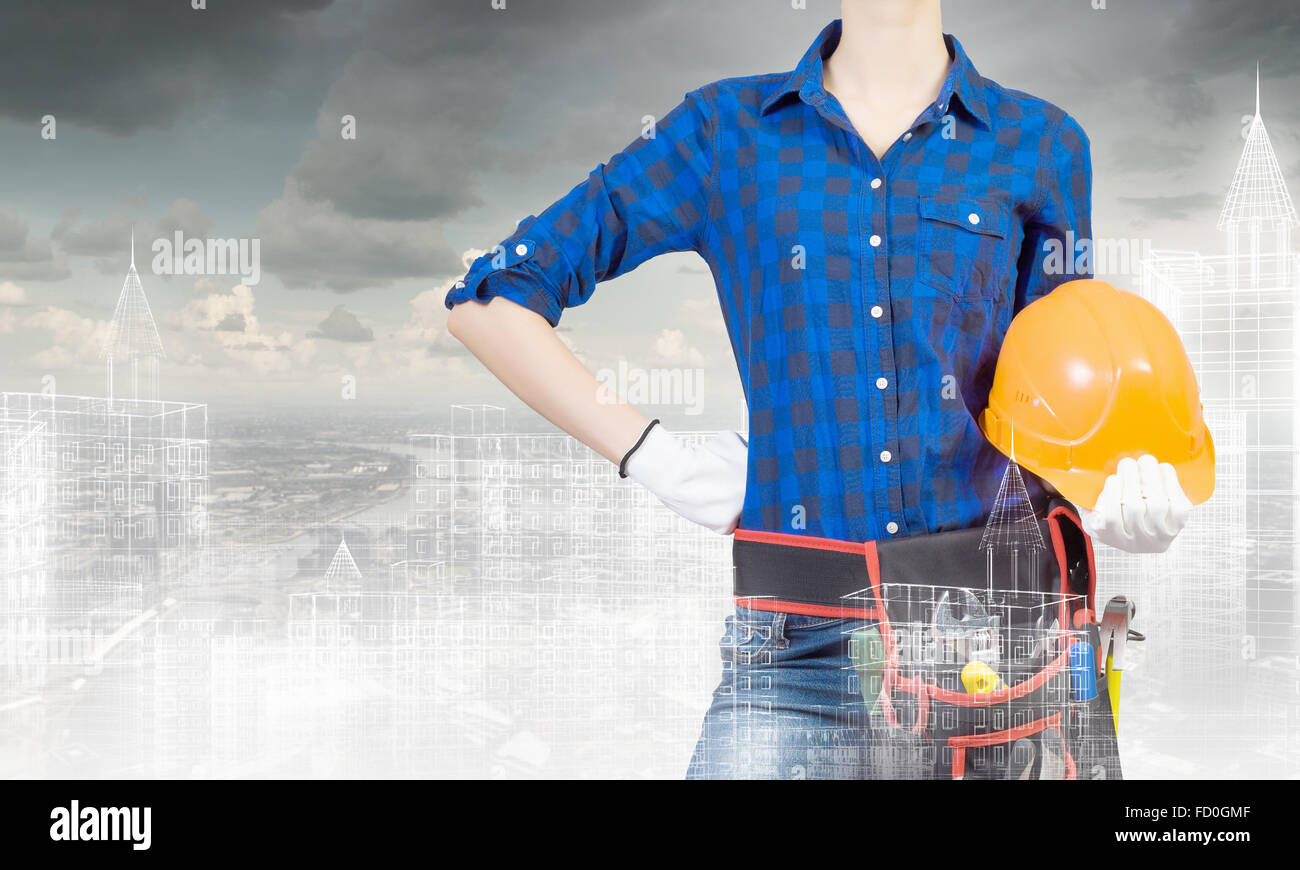 View woman engineer tool belt hi-res stock photography and images - Alamy
