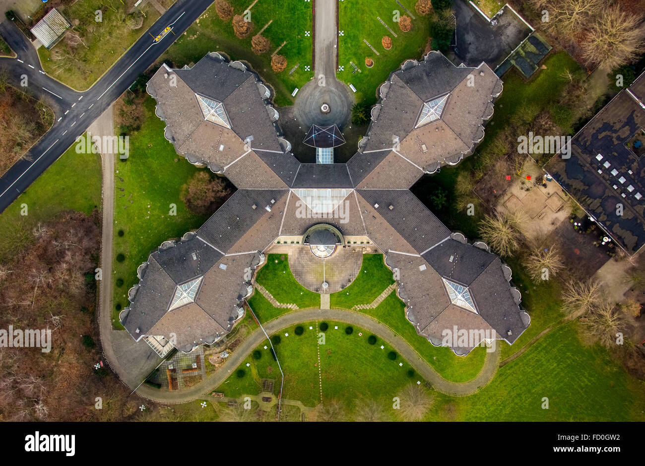 Aerial view, Lutheran Hospital Duisburg-Nord, construction ev. Hospital ...