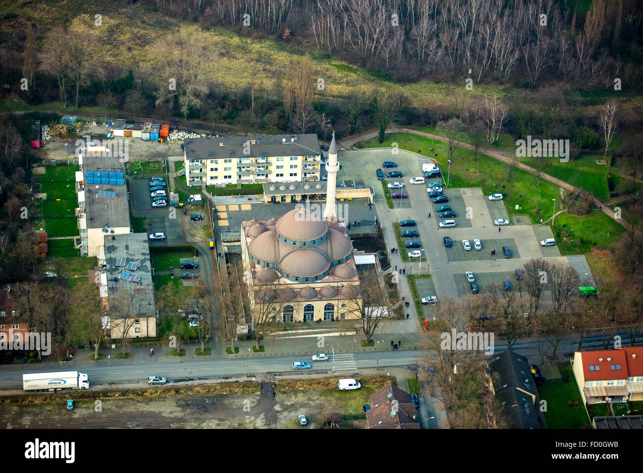Aerial view, DITIB mosque Duisburg Marxloh, Islamism, Islamic place of ...