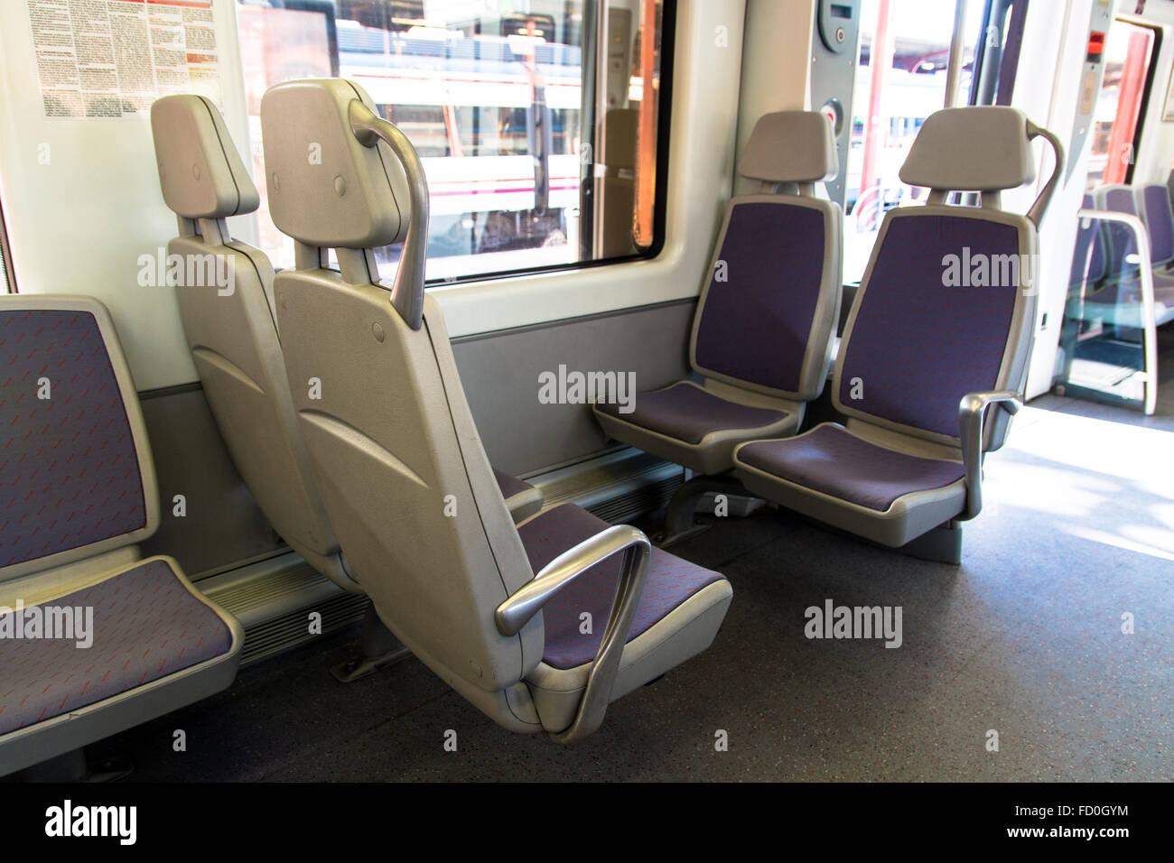 Side View of Empty Seats of Public Train Waiting to Depart Stock Photo ...