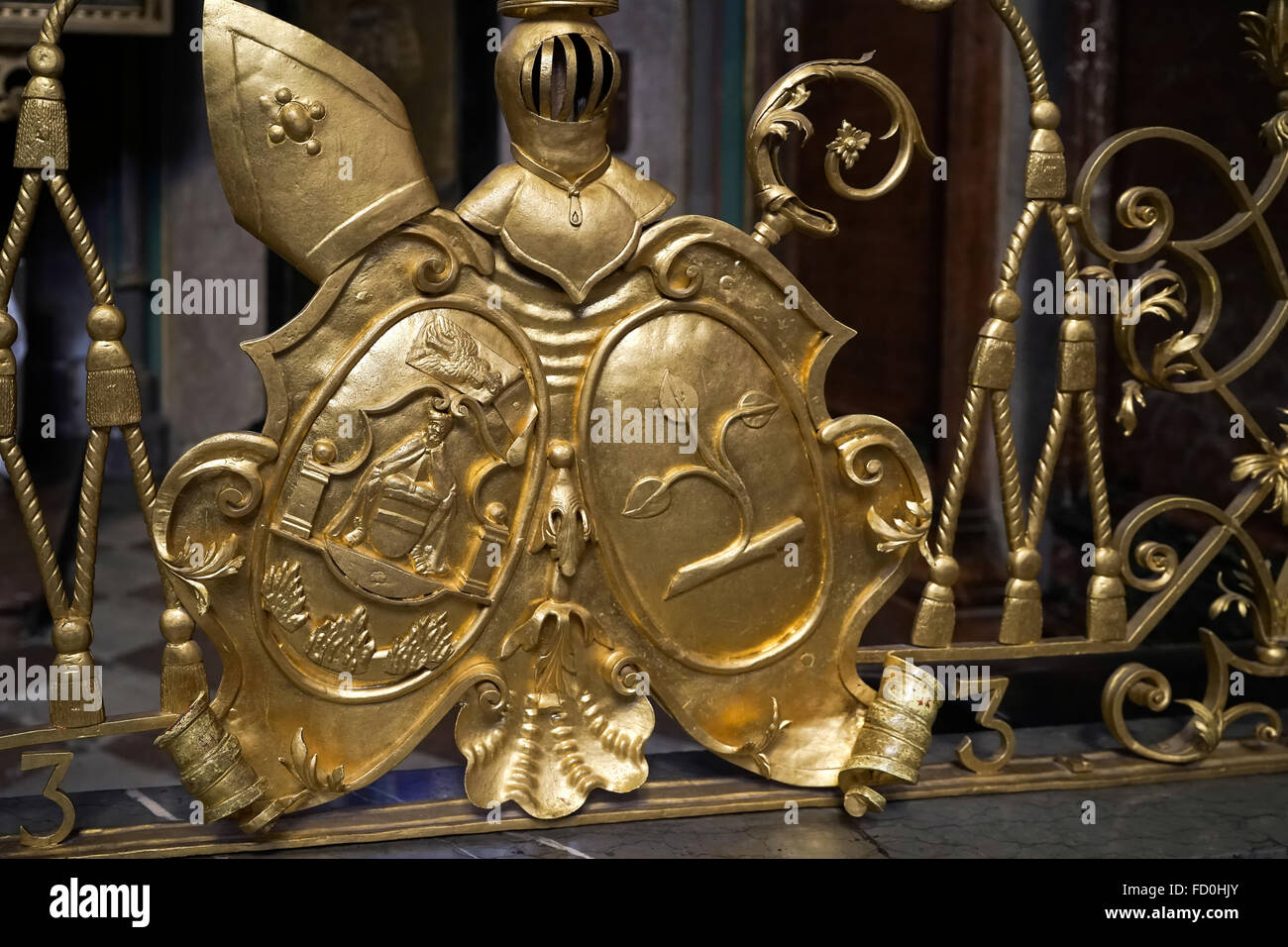 Religious symbols on display in St Vitus Cathedral in Prague Stock ...