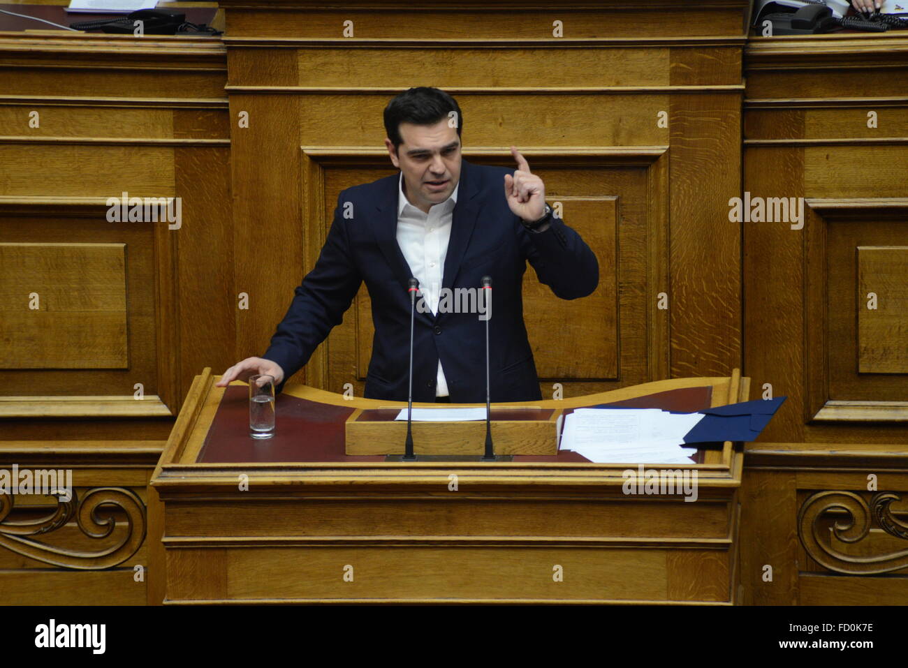 Athens, Greece. 26th Jan, 2016. Greek Prime Minister Alexis Tsipras ...