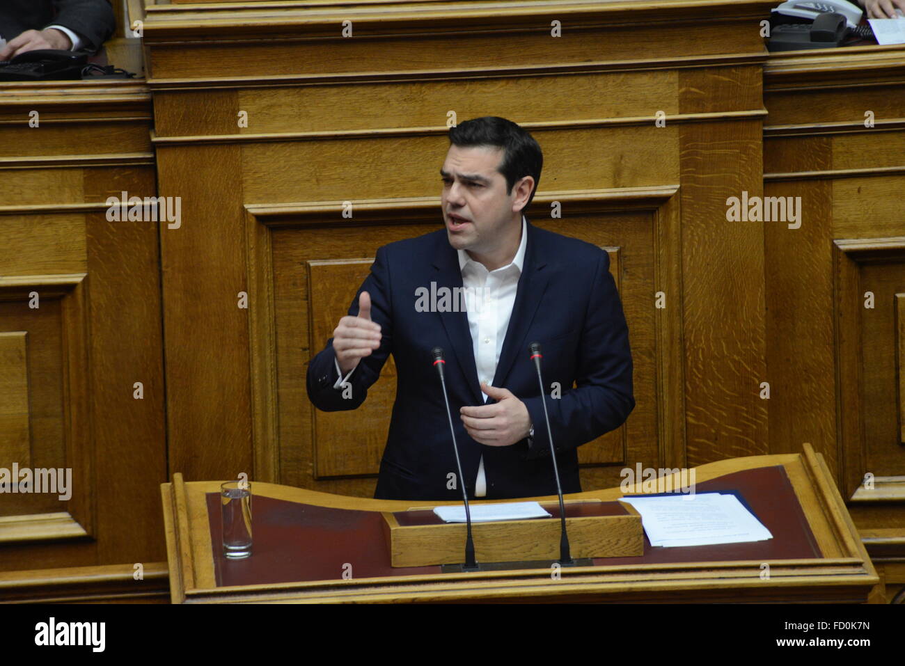 Athens, Greece. 26th Jan, 2016. Greek Prime Minister Alexis Tsipras ...
