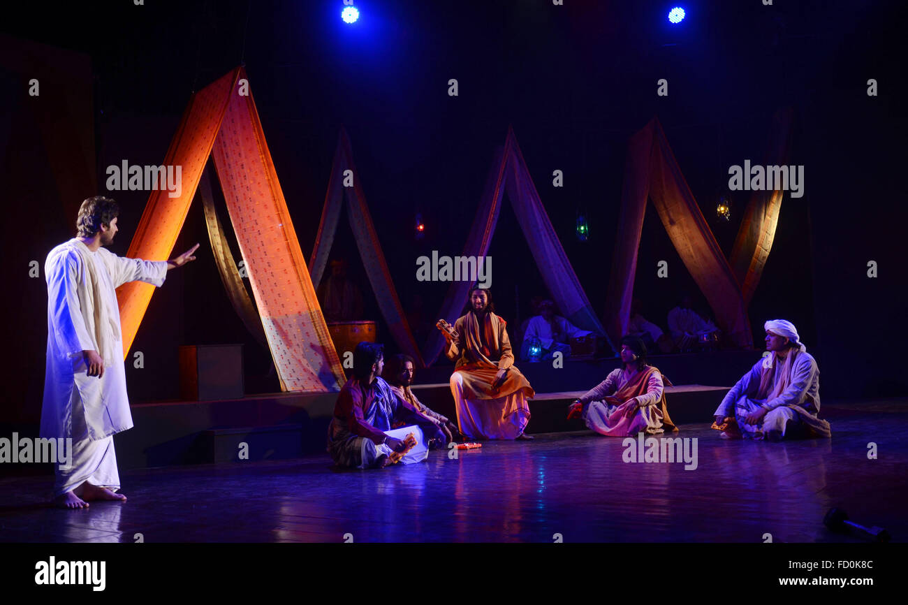 Lahore, Pakistan. 26th Jan, 2016. Pakistani artist performs on the ...