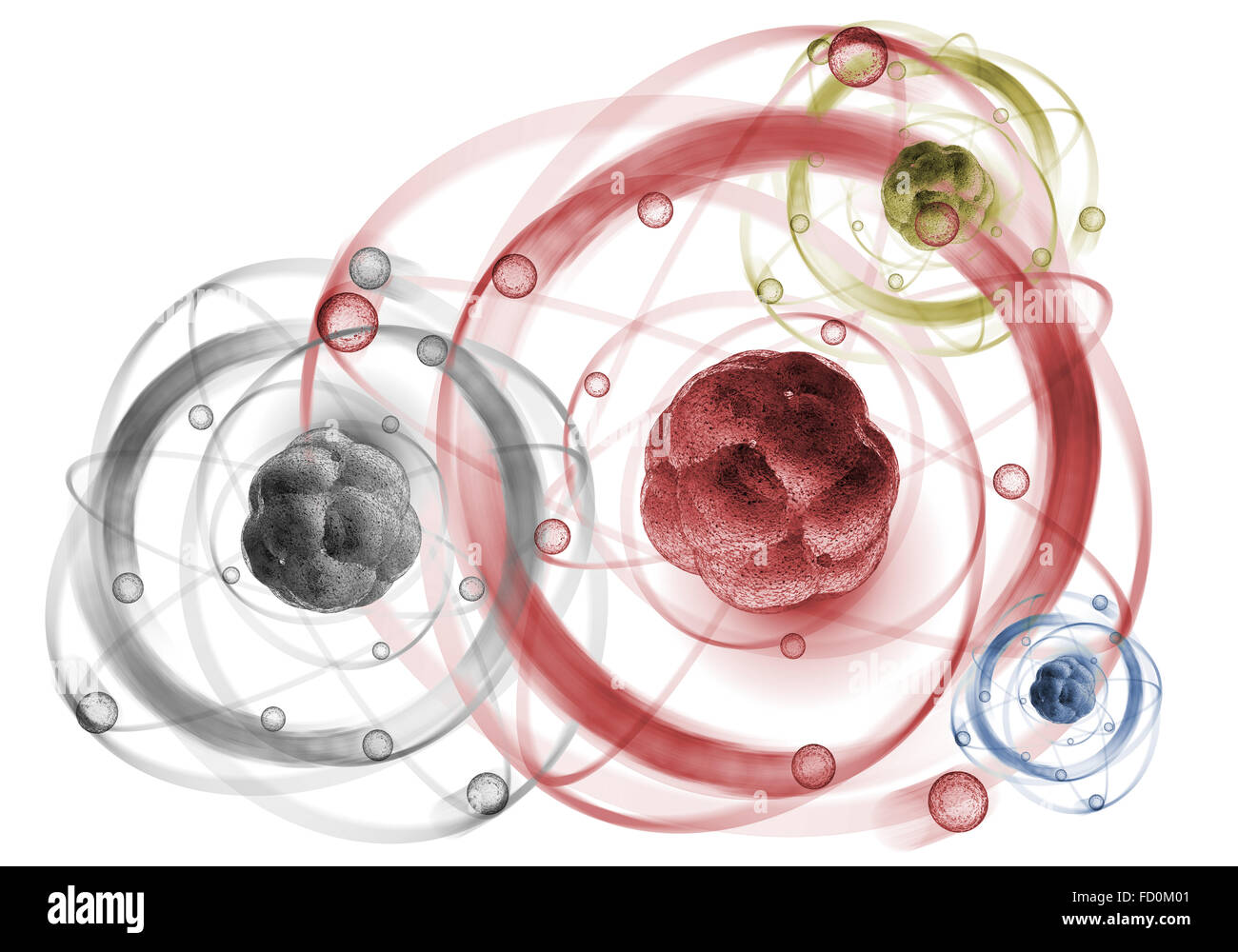 Close up illustration of atomic particle for nuclear energy imagery ...