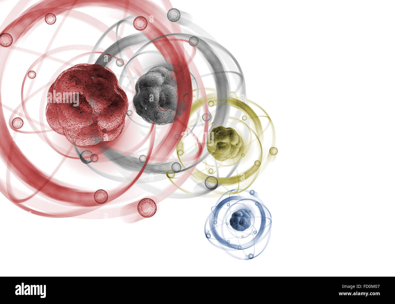 Close up illustration of atomic particle for nuclear energy imagery ...