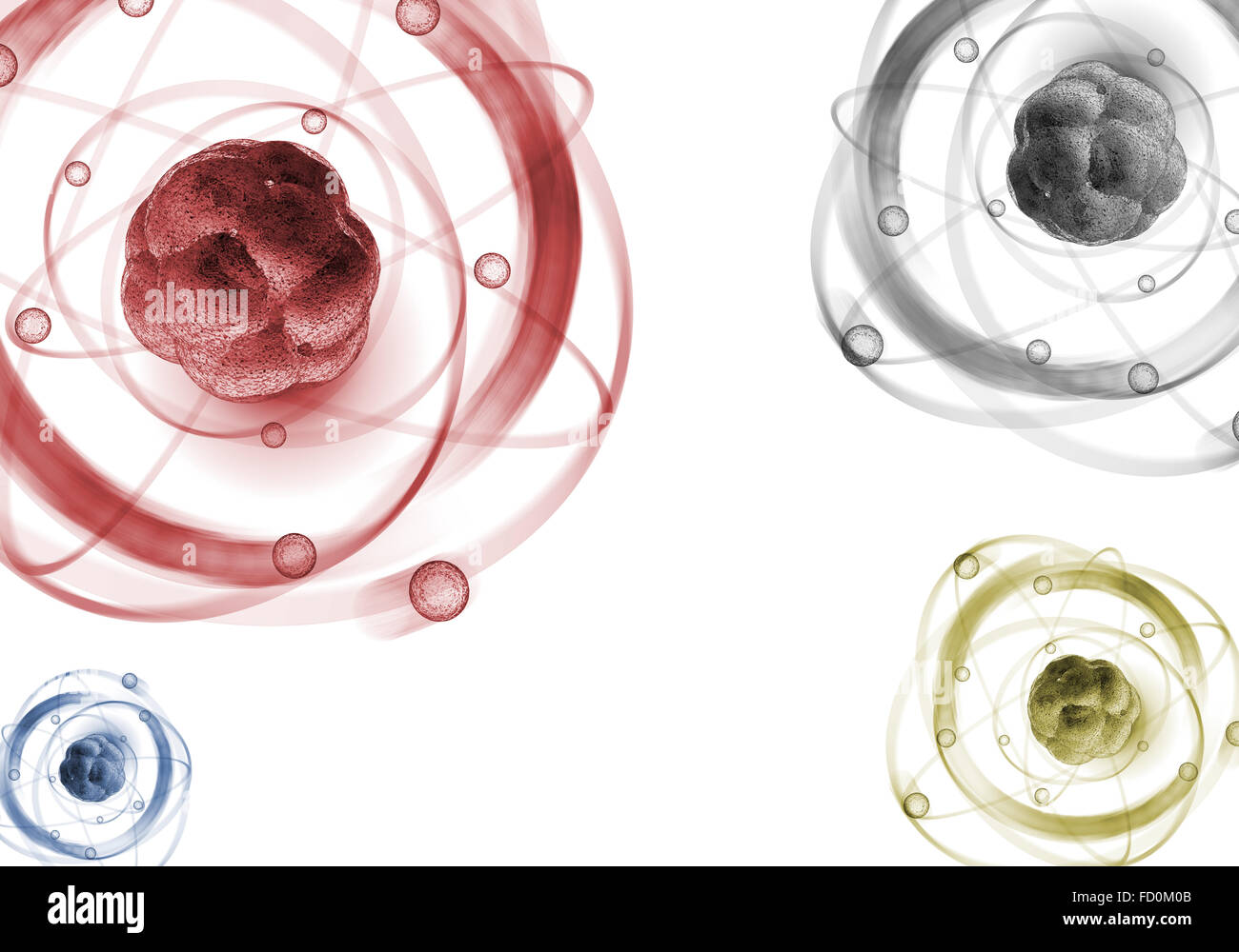 Close up illustration of atomic particle for nuclear energy imagery ...