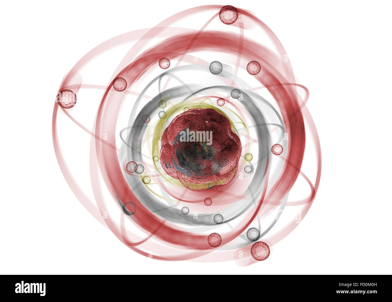 Close up illustration of atomic particle for nuclear energy imagery ...