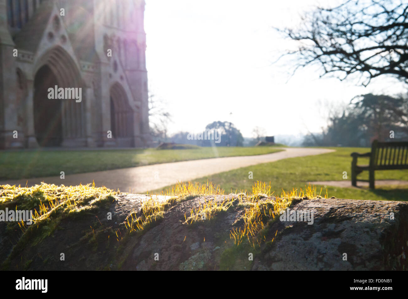 Looking over the wall to the park and cathedral Stock Photo - Alamy