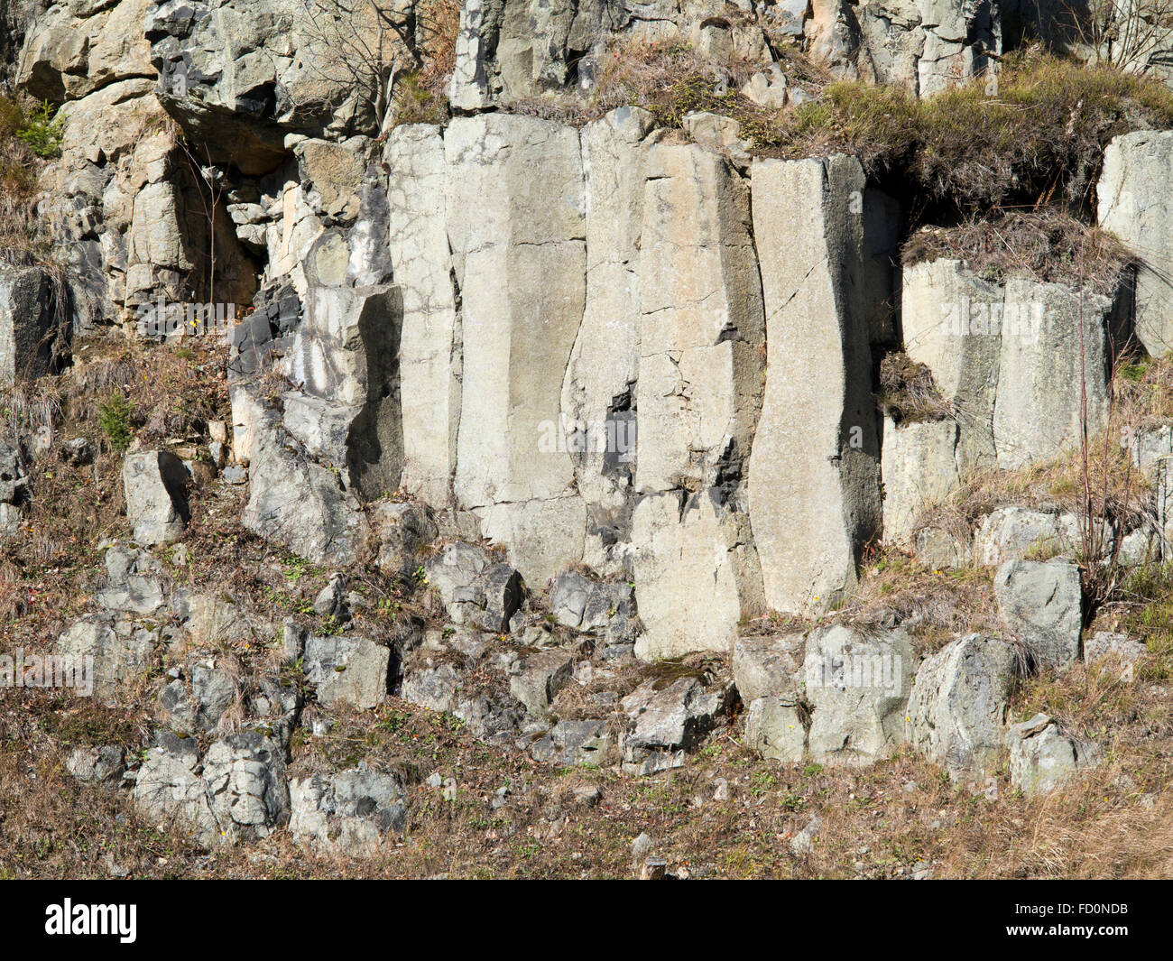 Old basalt quarry in The Ore Mountains - basalt columnar jointing Stock ...