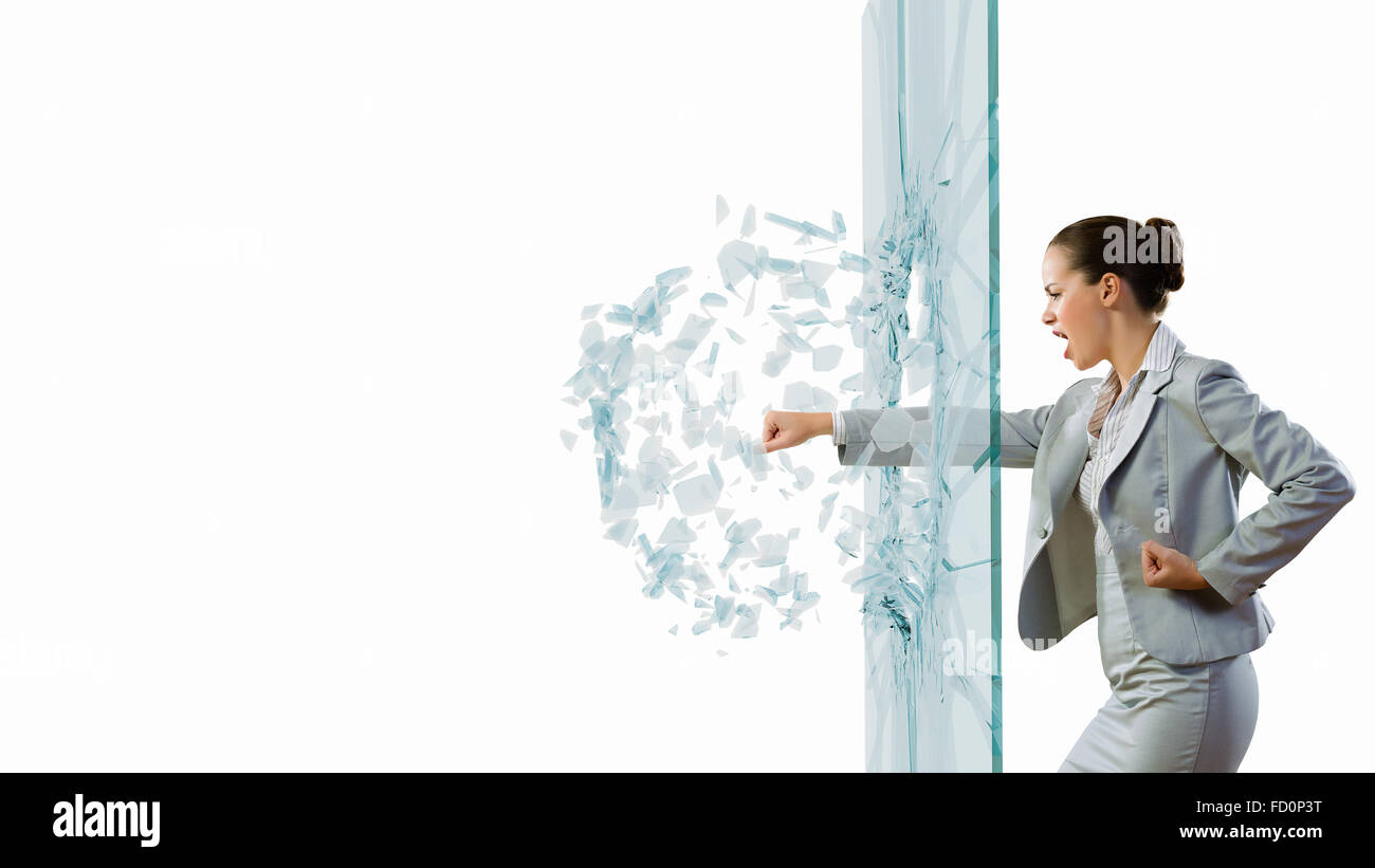 Broken glass hand woman Cut Out Stock Images & Pictures - Alamy