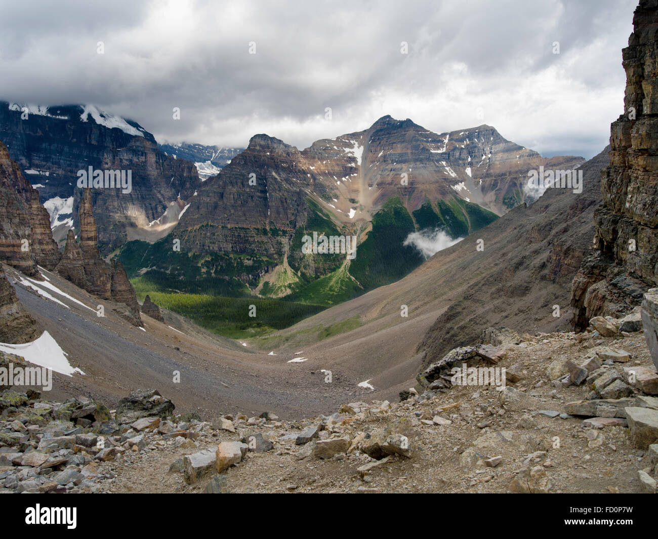 An alpine spire on the north side of Sentinel Pass; Banff National Park ...