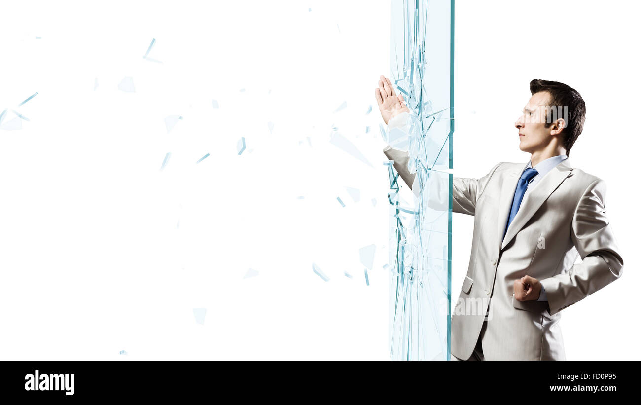 Young determined karate man breaking hi-res stock photography and ...