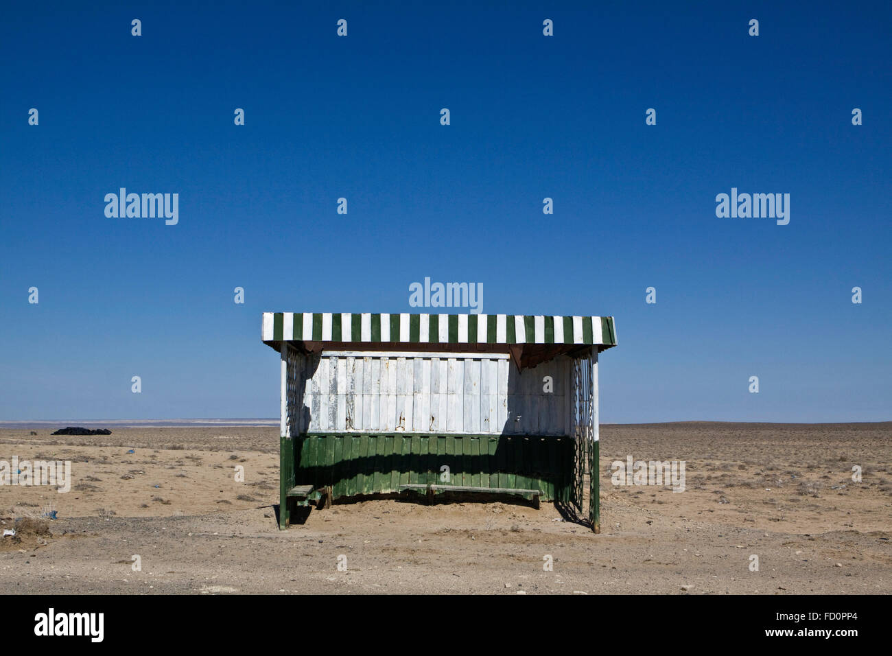 Bus Stop, Turkmenistan, Soviet, Countryside, Desert, Karakum Stock ...
