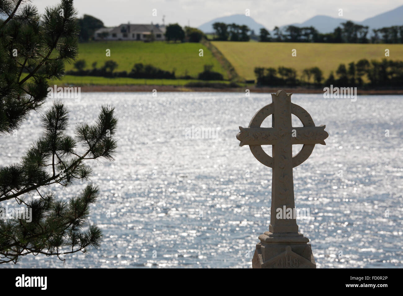 celtic cross on graveyard of the St Columba's Church, Massmount, Fanad ...