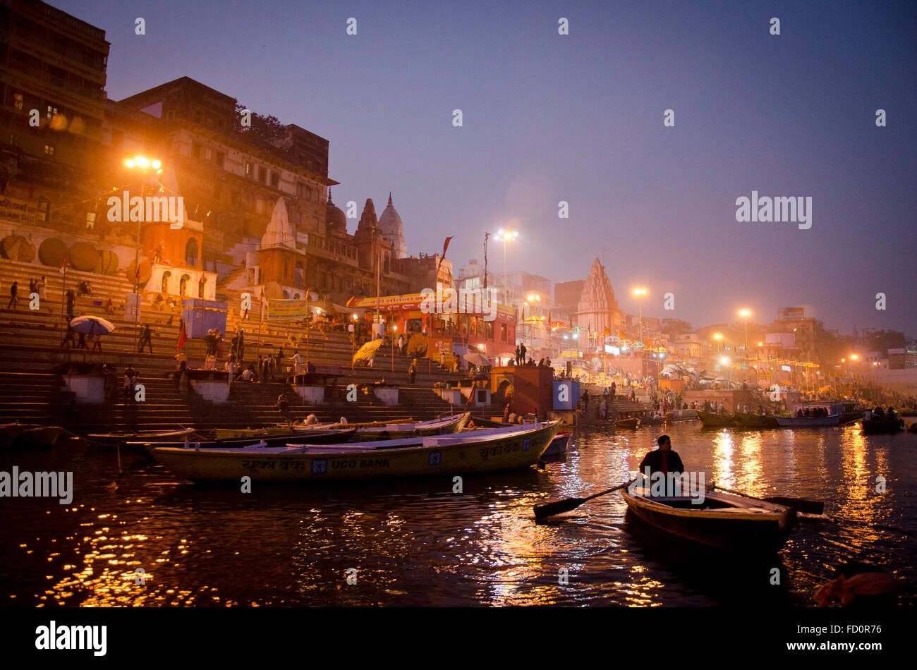 the Ganges in Varanasi at sunset, Uttar pradesh, India Stock Photo - Alamy