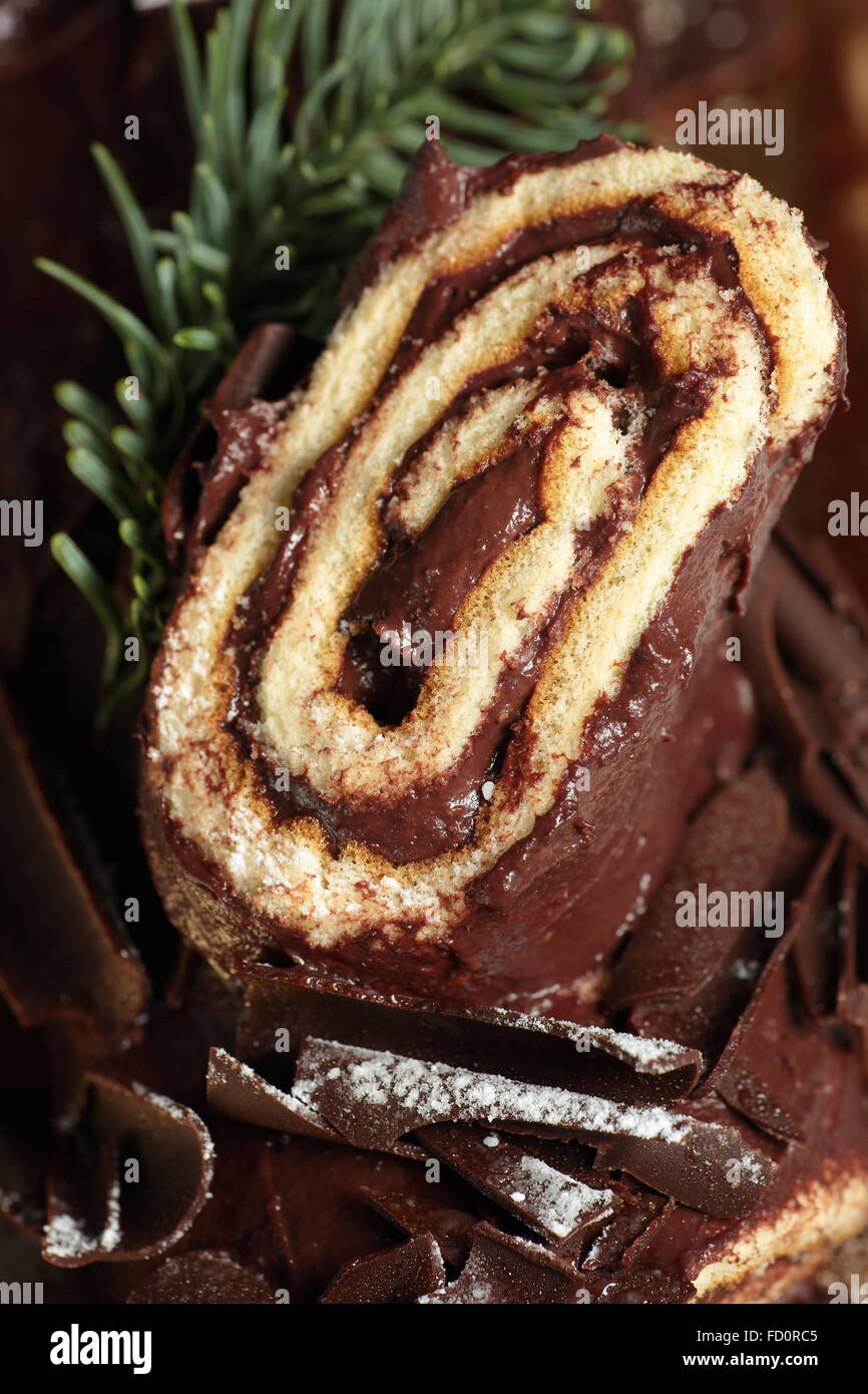 chocolate yule log Stock Photo - Alamy