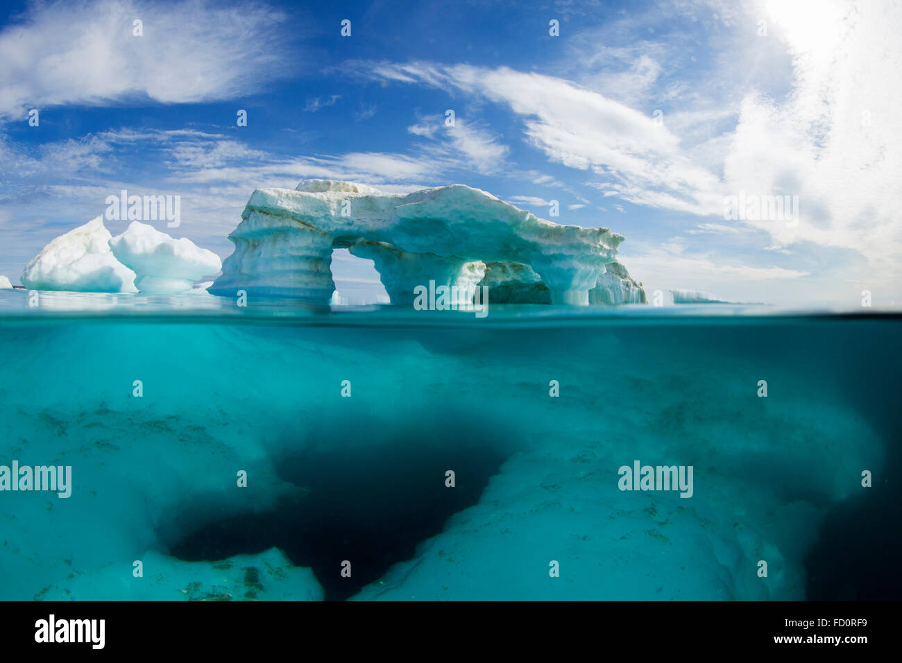 Canada, Nunavut Territory, Repulse Bay, Underwater view of melting ...