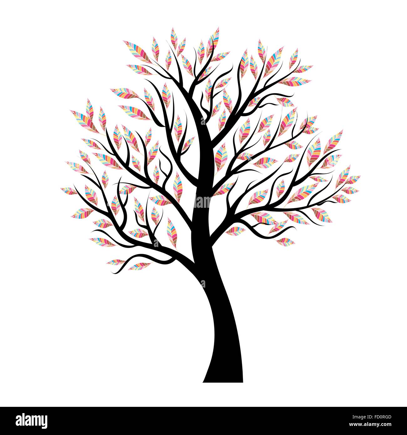 Stylized vector tree with colorful leaves. design element Stock Vector ...