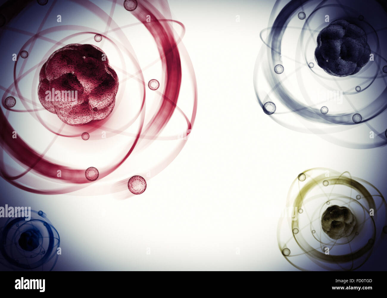 Close up illustration of atomic particle for nuclear energy imagery ...