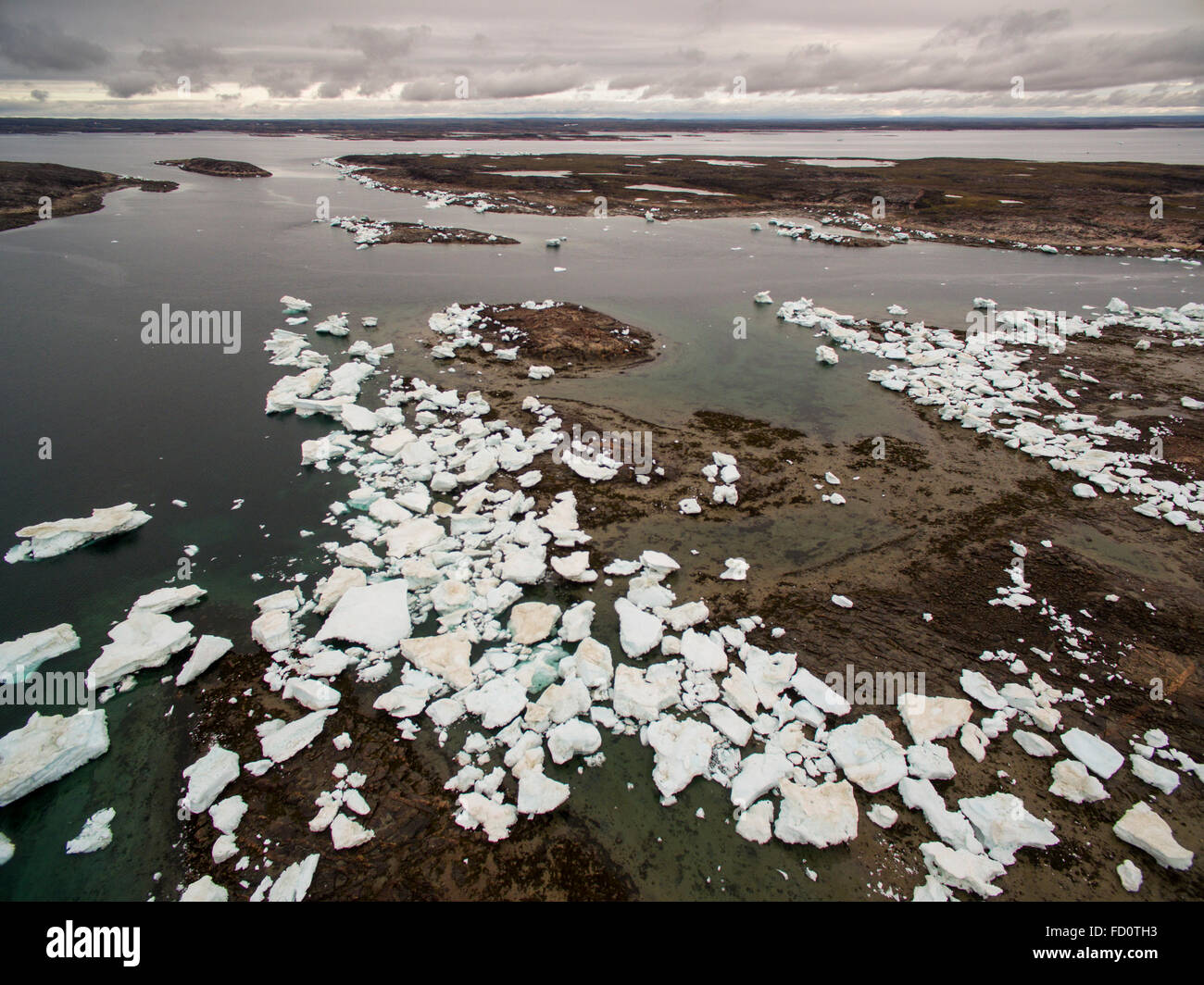 Canada, Nunavut Territory, Repulse Bay, Aerial view of grounded ...