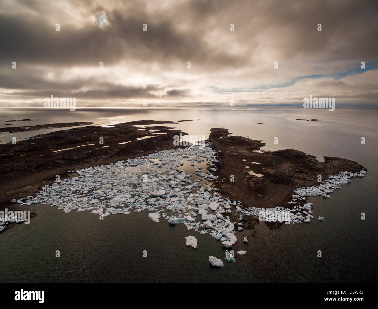 Canada, Nunavut Territory, Repulse Bay, Aerial view of grounded ...