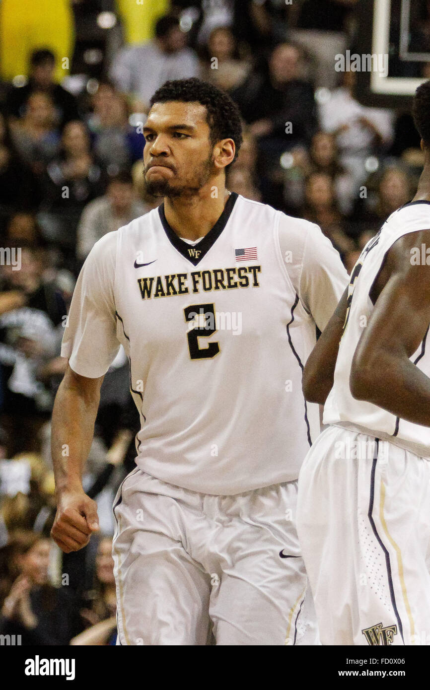Winston-Salem, NC, USA. 26th Jan, 2016. Devin Thomas (2) of the Wake ...