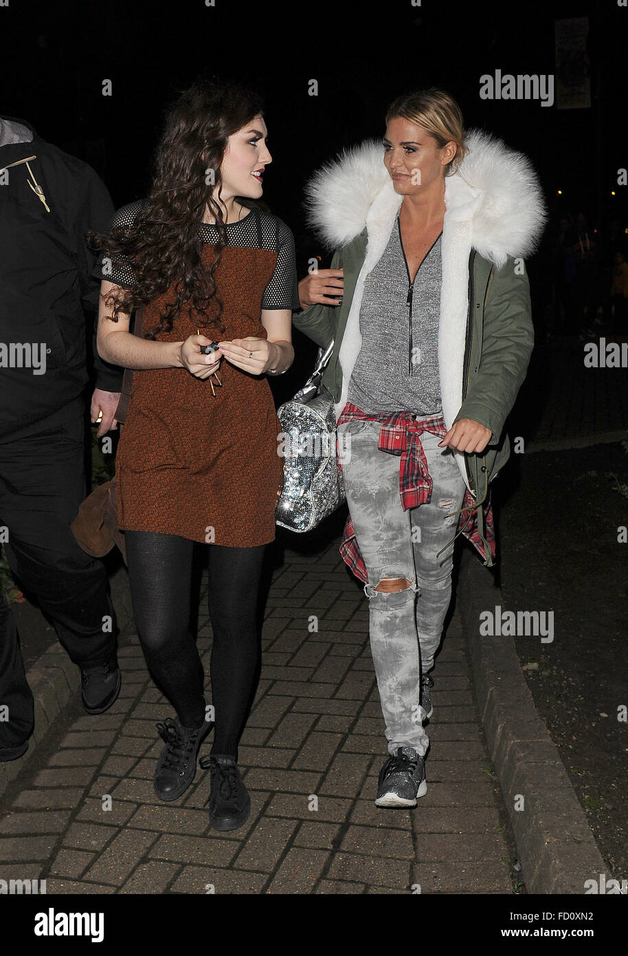 Katie Price leaves the New Woking Theatre with co-star Carla Nella ...