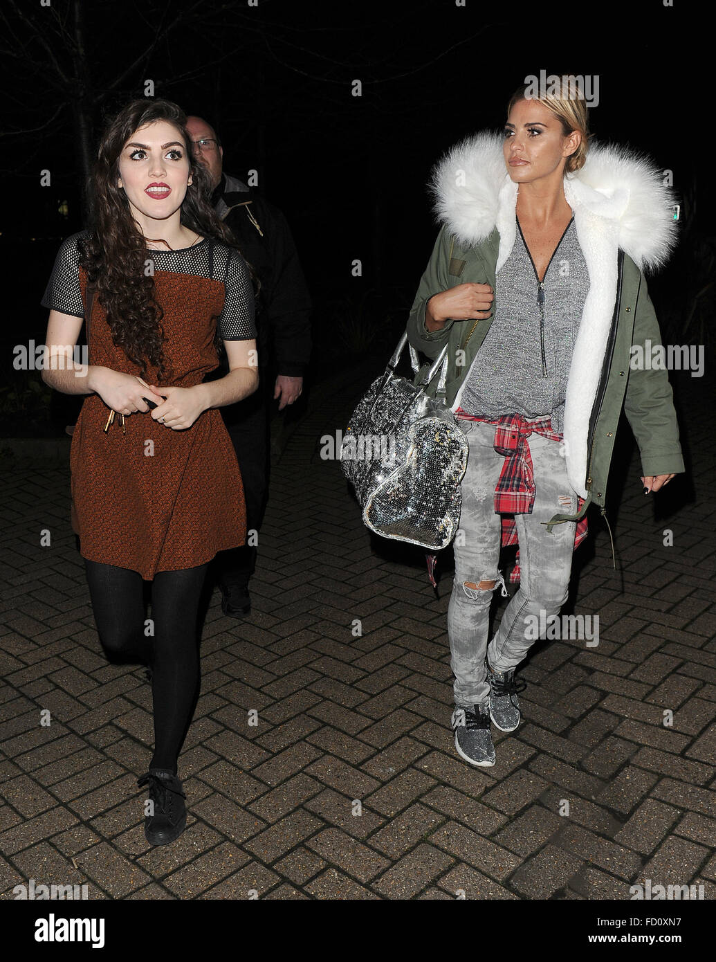 Katie Price leaves the New Woking Theatre with co-star Carla Nella ...