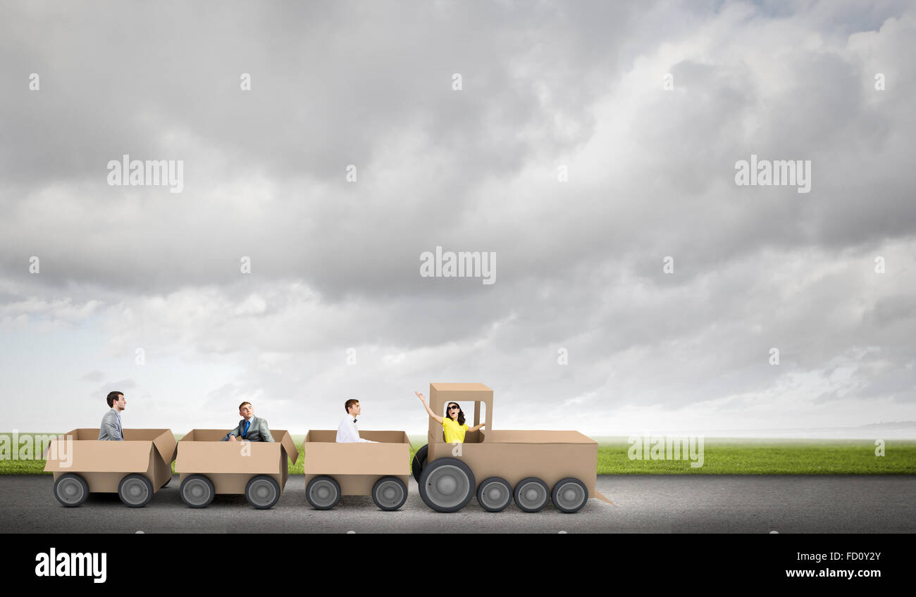 Business people riding carton hi-res stock photography and images - Alamy