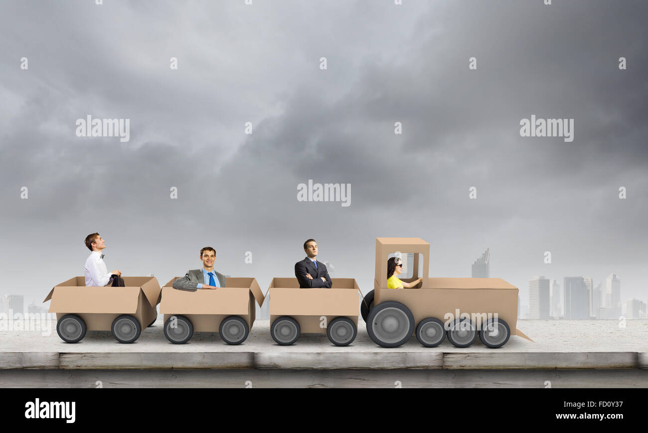 Business people riding carton hi-res stock photography and images - Alamy