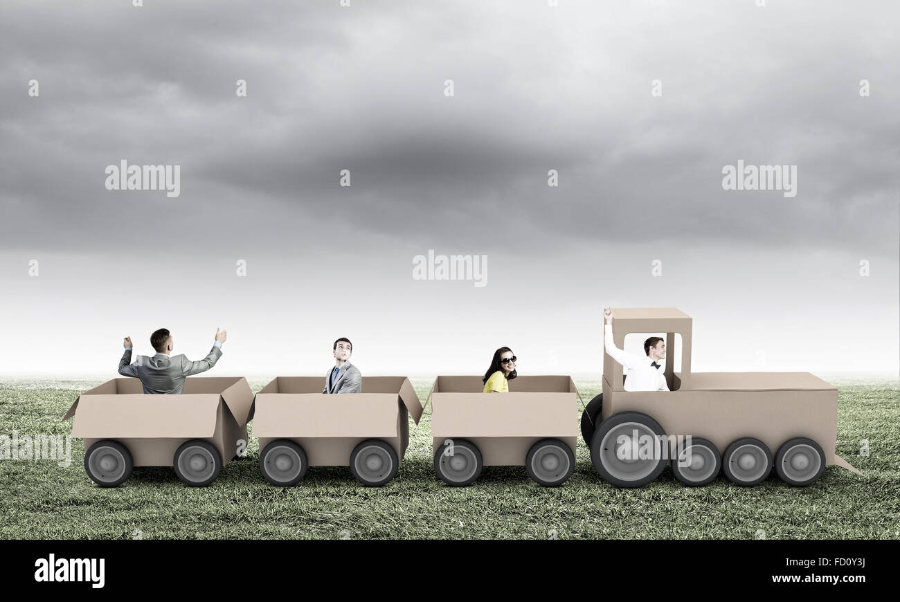 Business people riding carton hi-res stock photography and images - Alamy