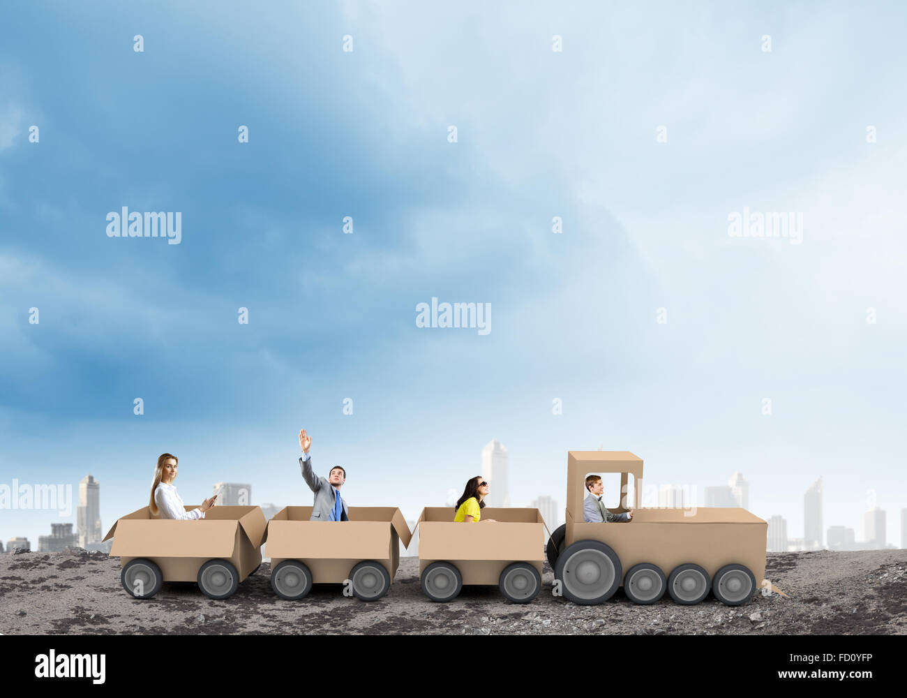 Business people riding carton hi-res stock photography and images - Alamy