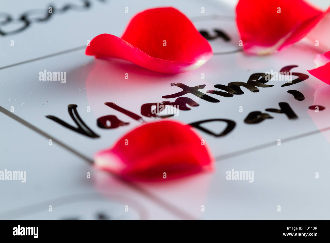 Day planner or calendar with Valentines day marked written on it Stock ...