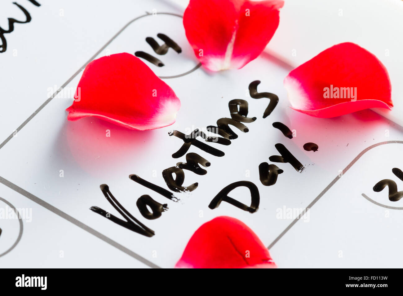 Day planner or calendar with Valentines day marked written on it Stock ...