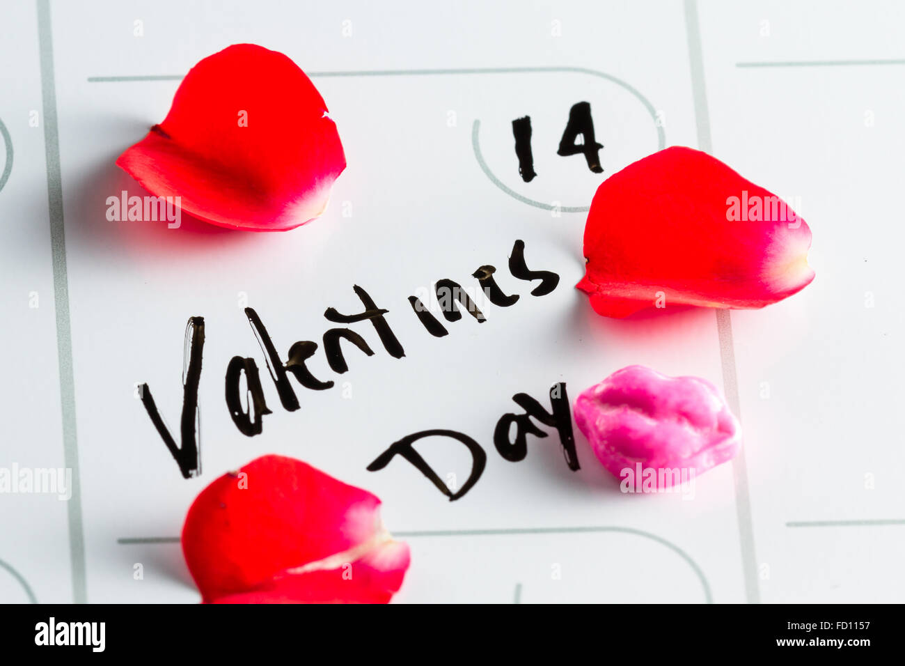 Day planner or calendar with Valentines day marked written on it Stock ...
